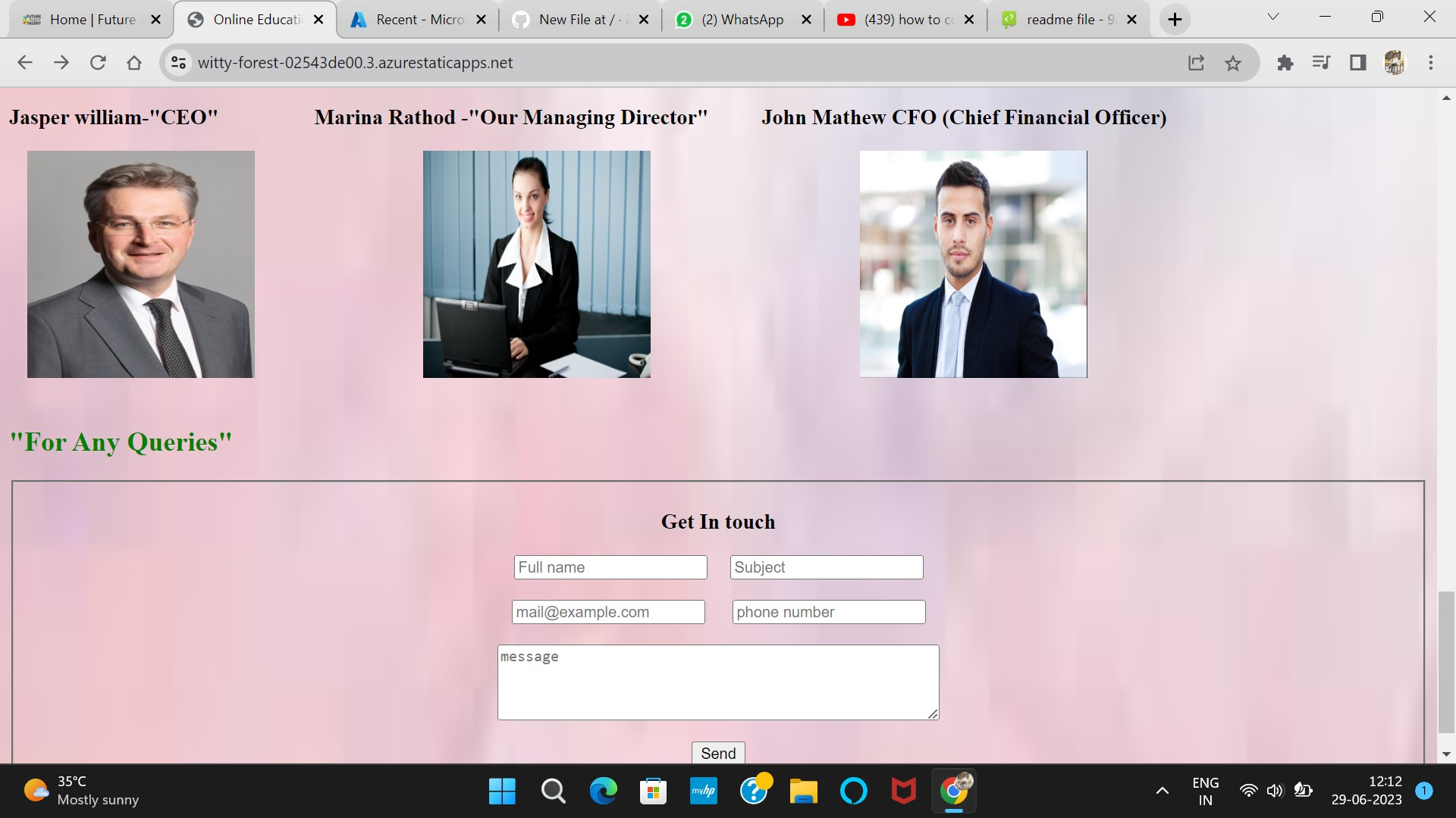 GitHub - 20a31a0564/prft: Project Demo URL