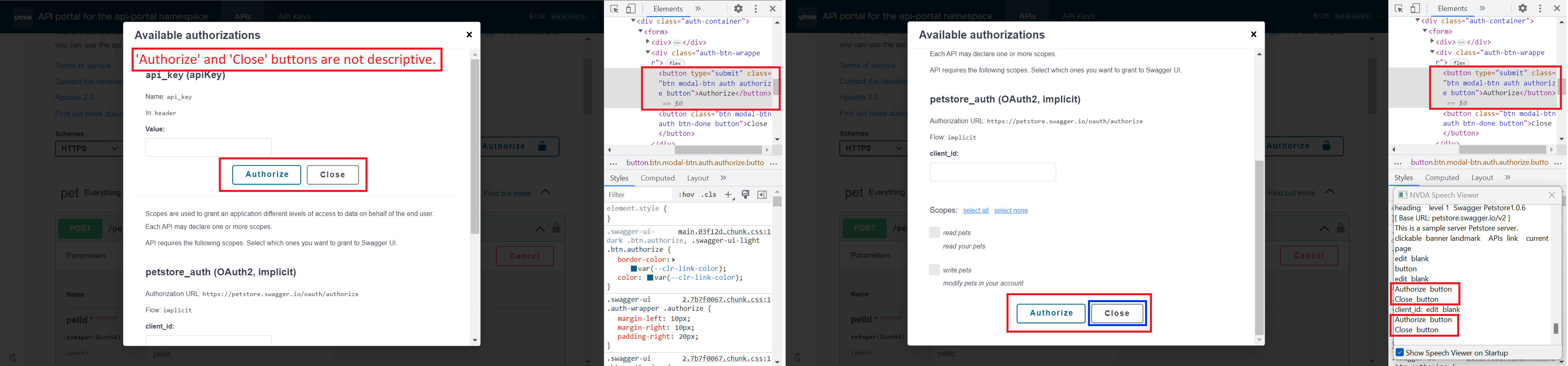 Improve accessibility for Authorization buttons · Issue #8998 · swagger-api/swagger-ui · GitHub