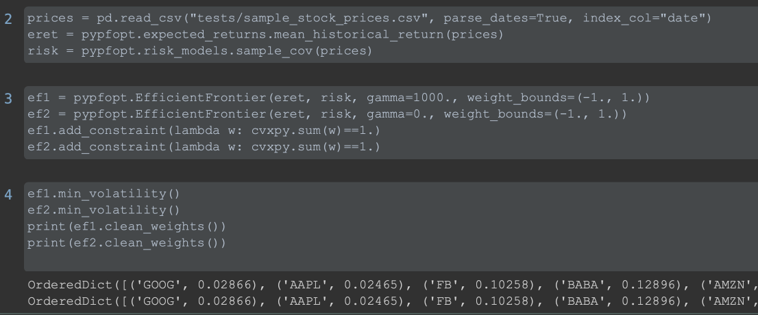 `gamma` argument in `EfficientFrontier` has no effect · Issue #161 · robertmartin8 ...