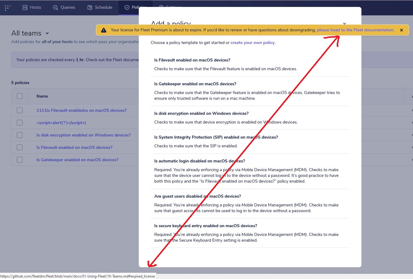 Update license expiration link · Issue #3745 · fleetdm/fleet · GitHub