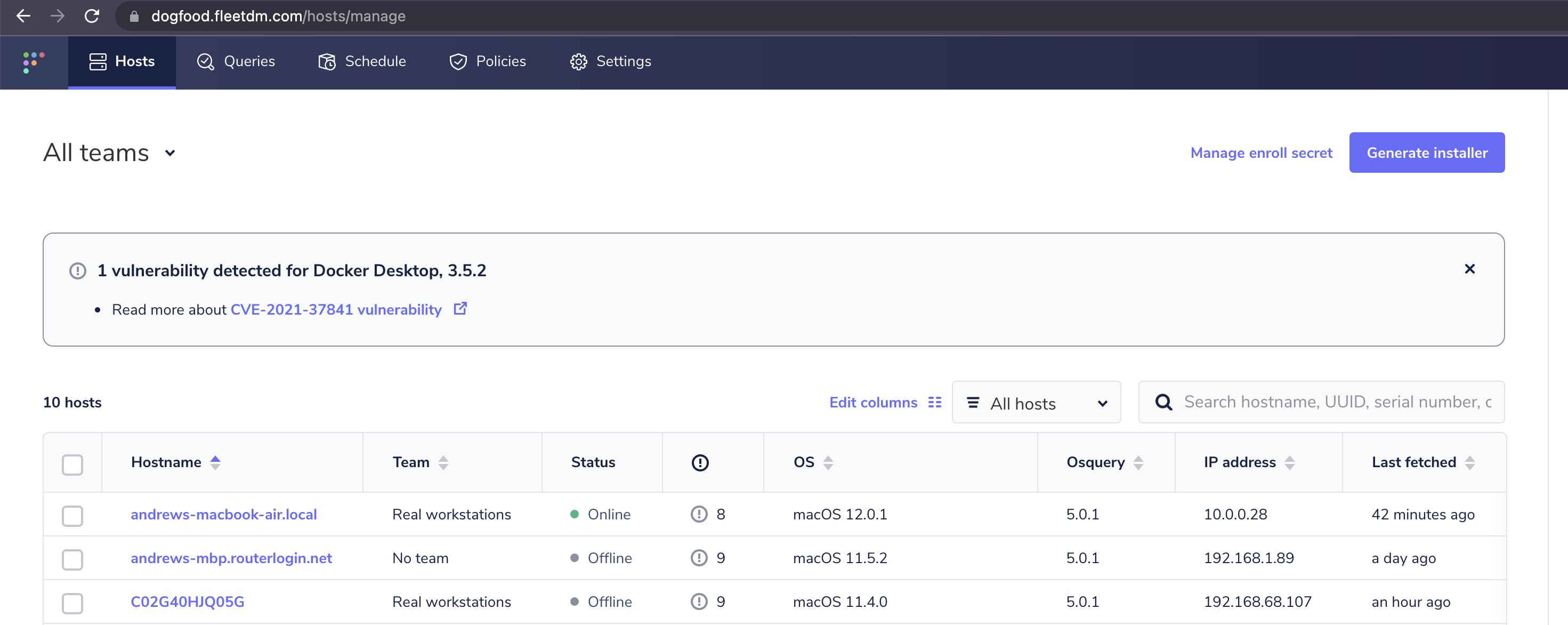 Vulnerable software callout not dismissed correctly · Issue #3984 · fleetdm/fleet · GitHub