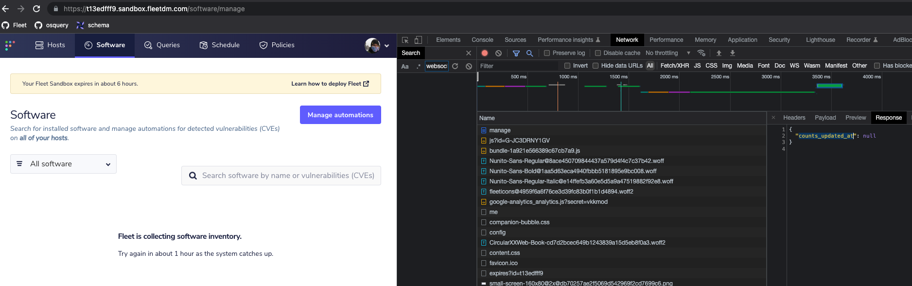 Sandbox Software Page Not Updating With Data · Issue 7122 · Fleetdm Fleet · Github