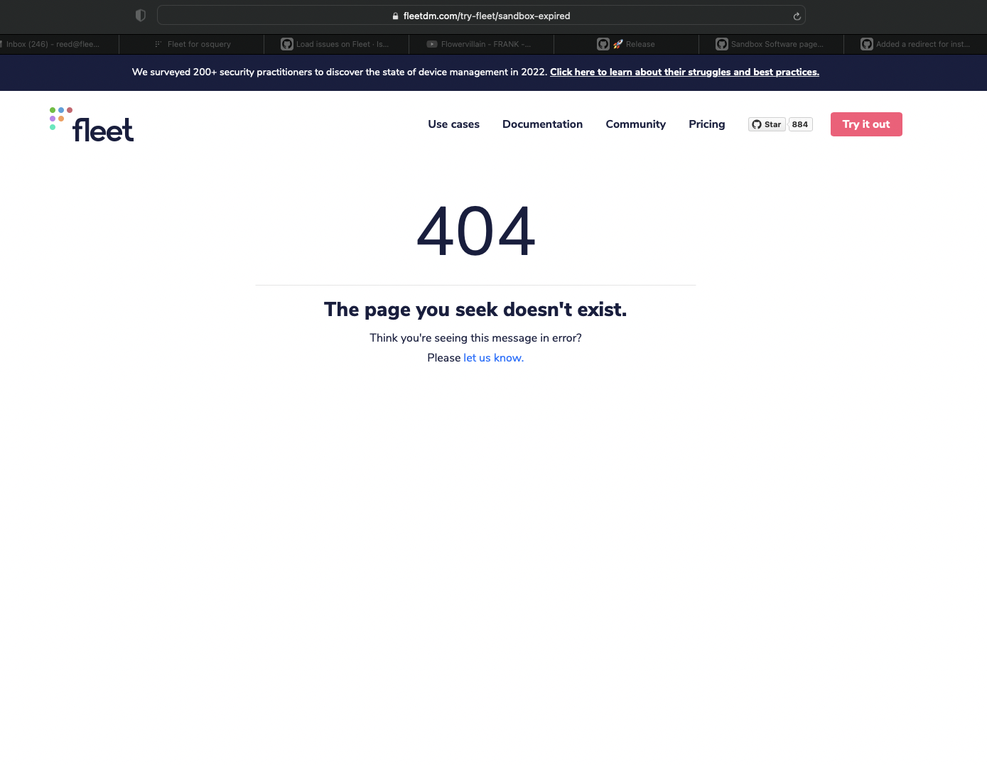 Expired Sandbox Instance Not Redirecting To Correct Page · Issue 7098 · Fleetdm Fleet · Github