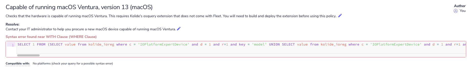 Syntax Error On Some Pre Loaded Queries And Policies · Issue 7259 · Fleetdmfleet · Github 
