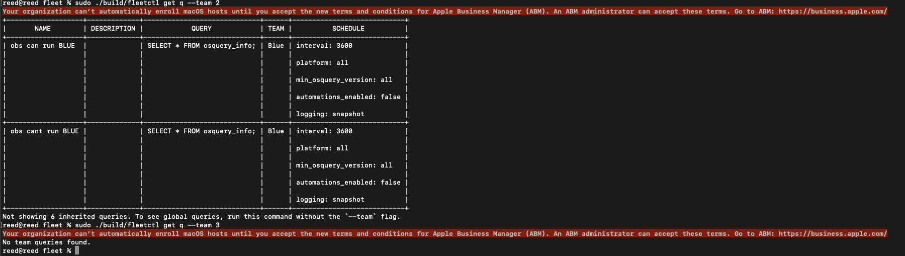 Missing information when listing a Team with no queries in CLI · Issue #12996 · fleetdm/fleet ...