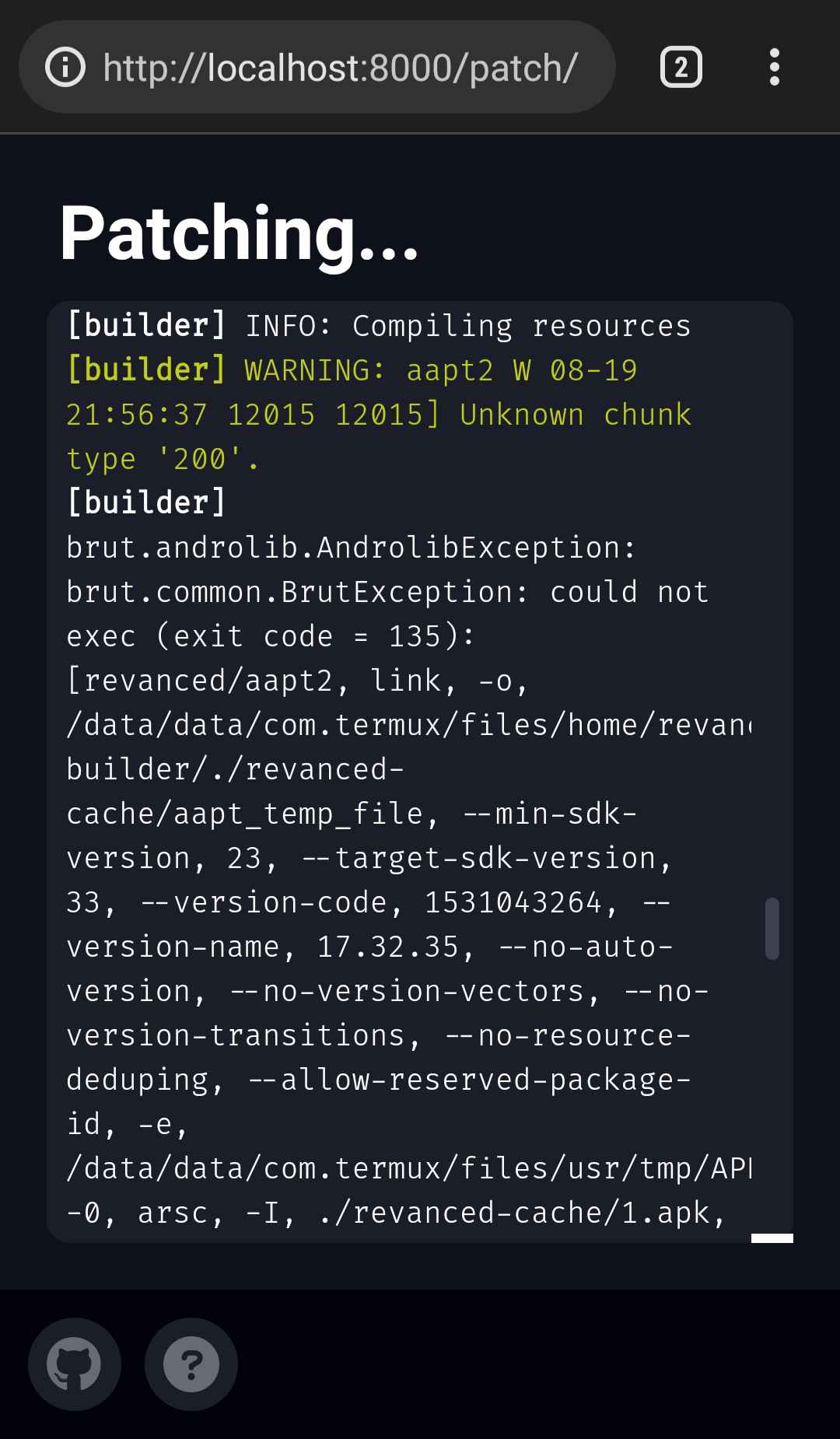 Termux Exit Code 135 Issue 272 Reisxd revanced builder GitHub