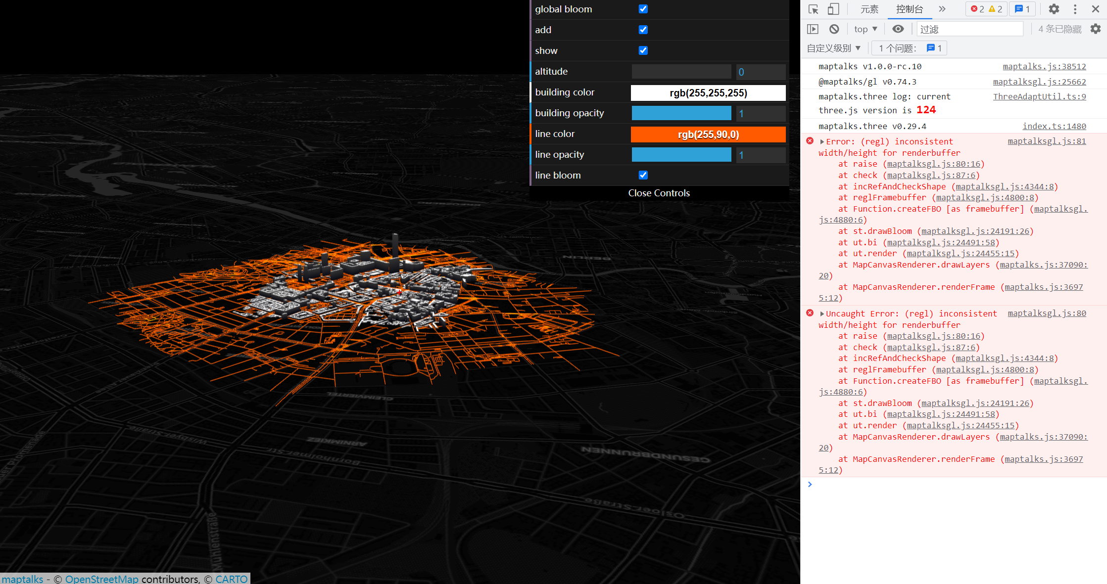 groupglbloom.html 案例中的辉光，只在特定页面尺寸下才能显示辉光效果。 · Issue #512 · maptalks/maptalks.three · GitHub