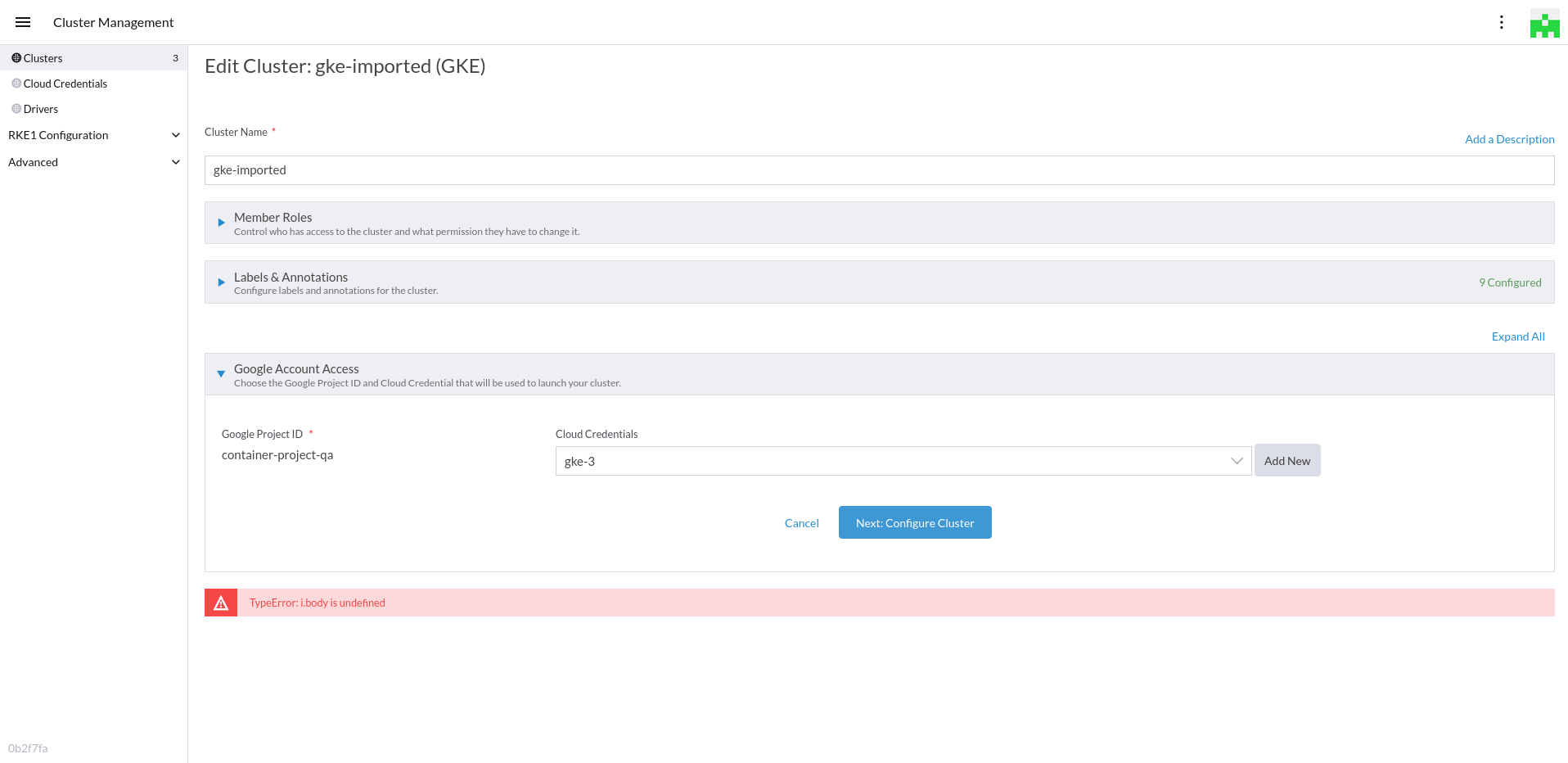 Provider a better error message for the user when disabled cloud credentials are used to load ...