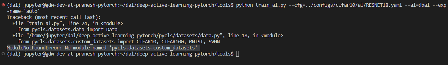 Modulenotfounderror No Module Named Pycls Datasets Custom Datasets · Issue 4 · Acl21 Deep