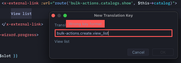[Bug]: Translation generation doesn't allow `-` in key · Issue #488 · laravel-idea/plugin · GitHub