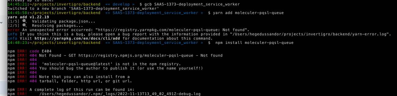 Cannot pull package neither with yarn nor npm · Issue #119 · moleculerjs/moleculer-addons · GitHub