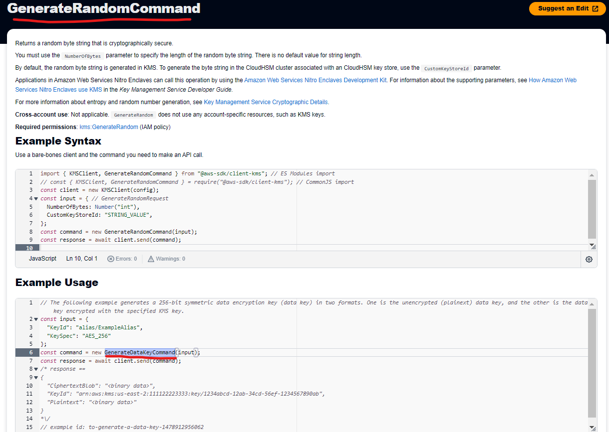 Use Example For Generaterandomcommand Not Corresponding · Issue 4672 · Awsaws Sdk Js V3 · Github