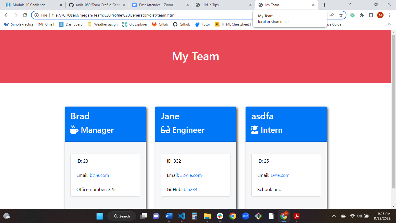 GitHub - mdh1080/Team-Profile-Generator