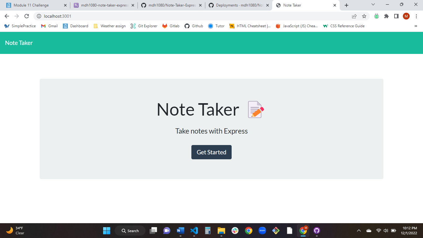 GitHub - mdh1080/Note-Taker-Express: Create an application to take and ...