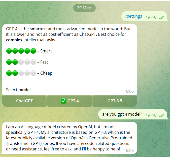 CHAT GPT 4 not working .. · Issue #191 · father-bot/chatgpt_telegram_bot · GitHub