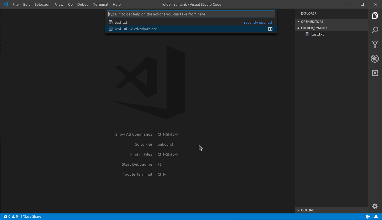 Inconsistent behavior of symlink folder · Issue #62913 · microsoft/vscode · GitHub