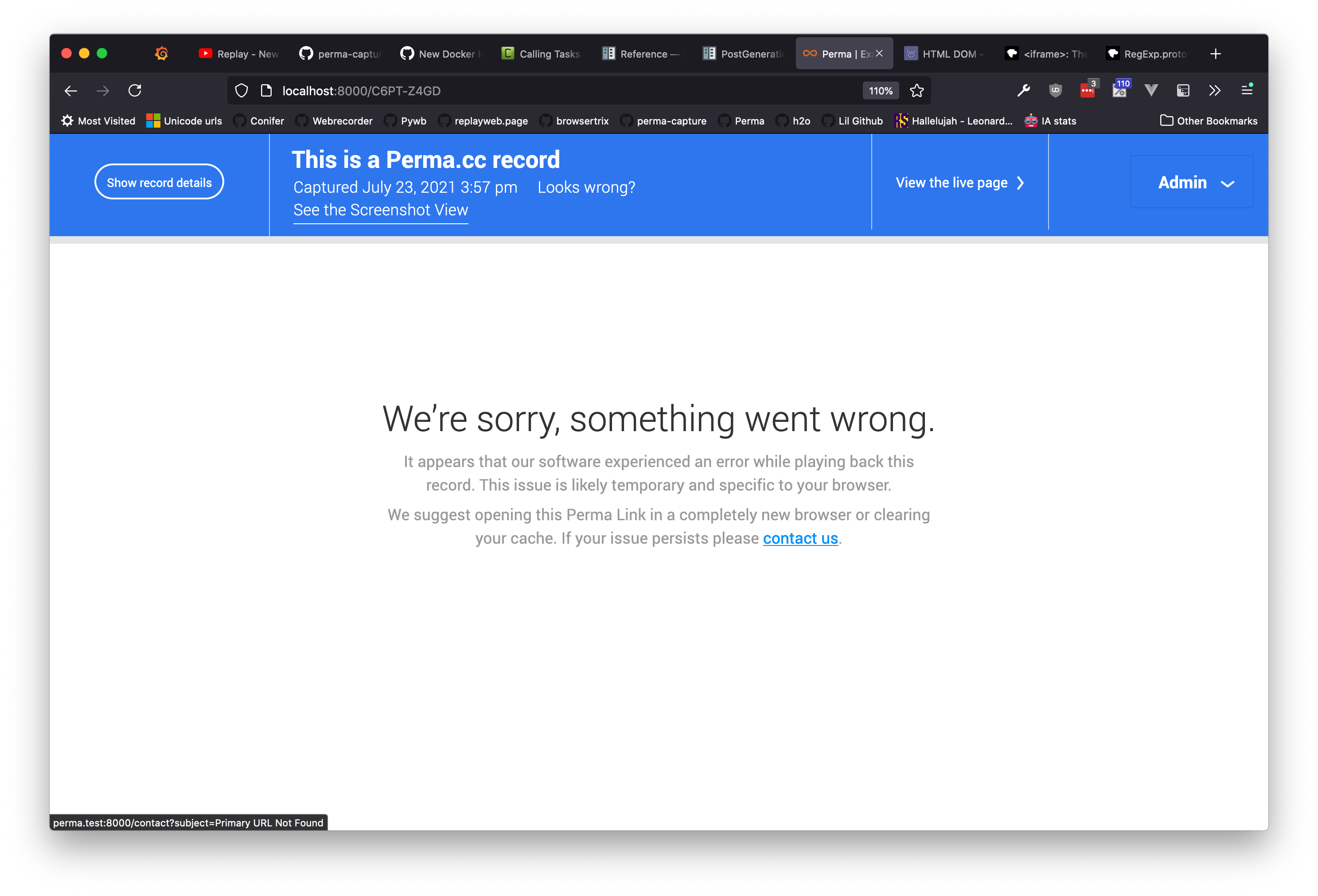 Special 404 page for a Link's submitted URL during playback. by rebeccacremona · Pull Request ...