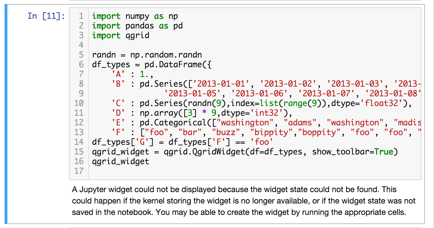 Grid Not Showing In Jupyter Notebook · Issue 115 · Quantopianqgrid · Github