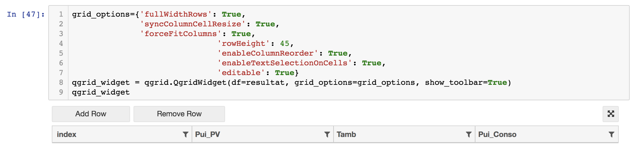 Helper Function To Get Grid And Display Options · Issue 121 · Quantopianqgrid · Github