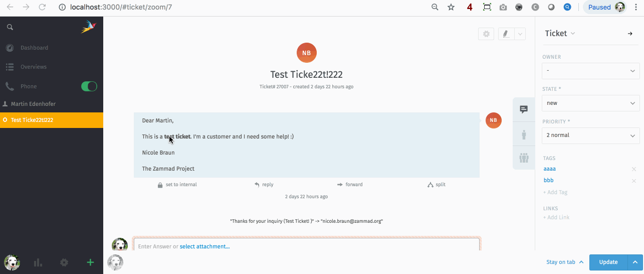Double-click timeout in ticket zoom too short · Issue #2586 · zammad/zammad · GitHub