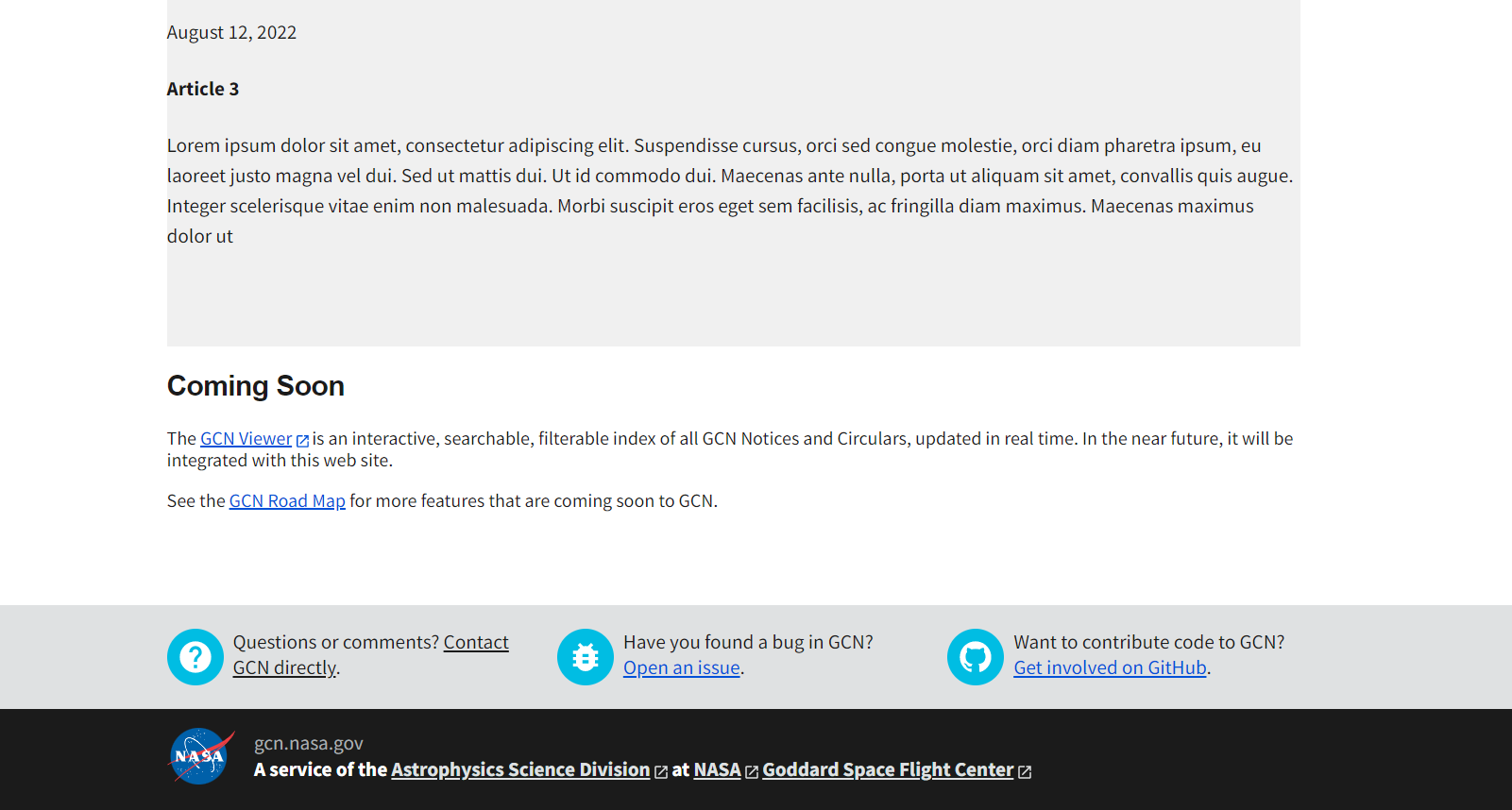 Add announcements section · Issue #215 · nasa-gcn/gcn.nasa.gov · GitHub