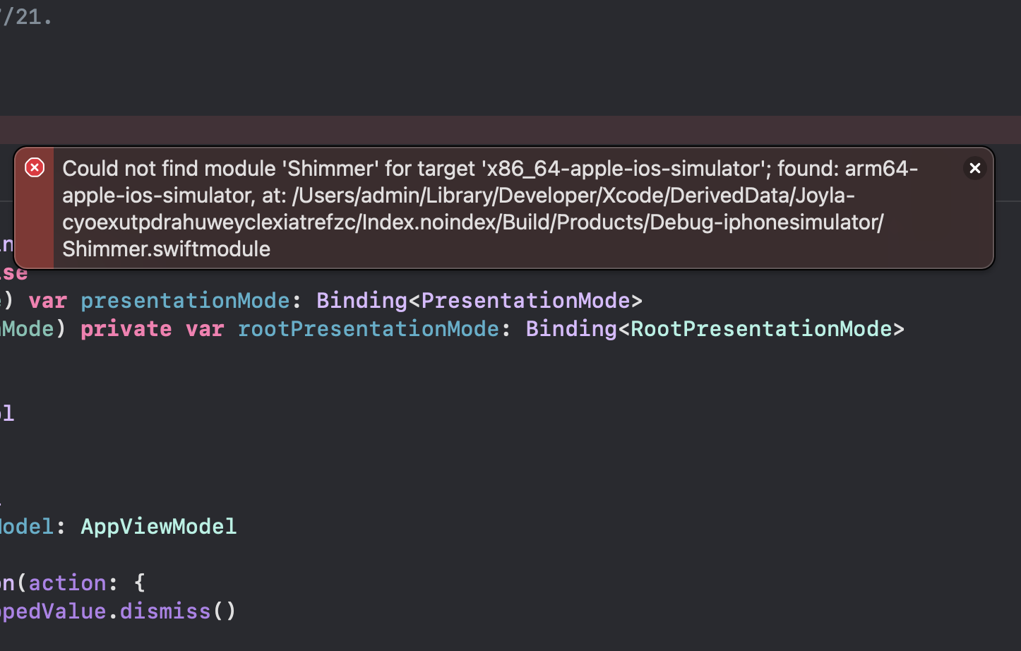 I Cannot Run M1 · Issue 13 · Markivswiftui Shimmer · Github