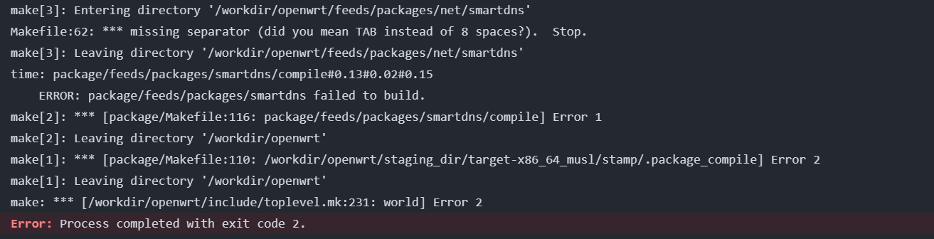 拉取最新源码后Action编译x86固件提示package中内置的smartdns编译失败 · Issue #11248 · coolsnowwolf/lede · GitHub