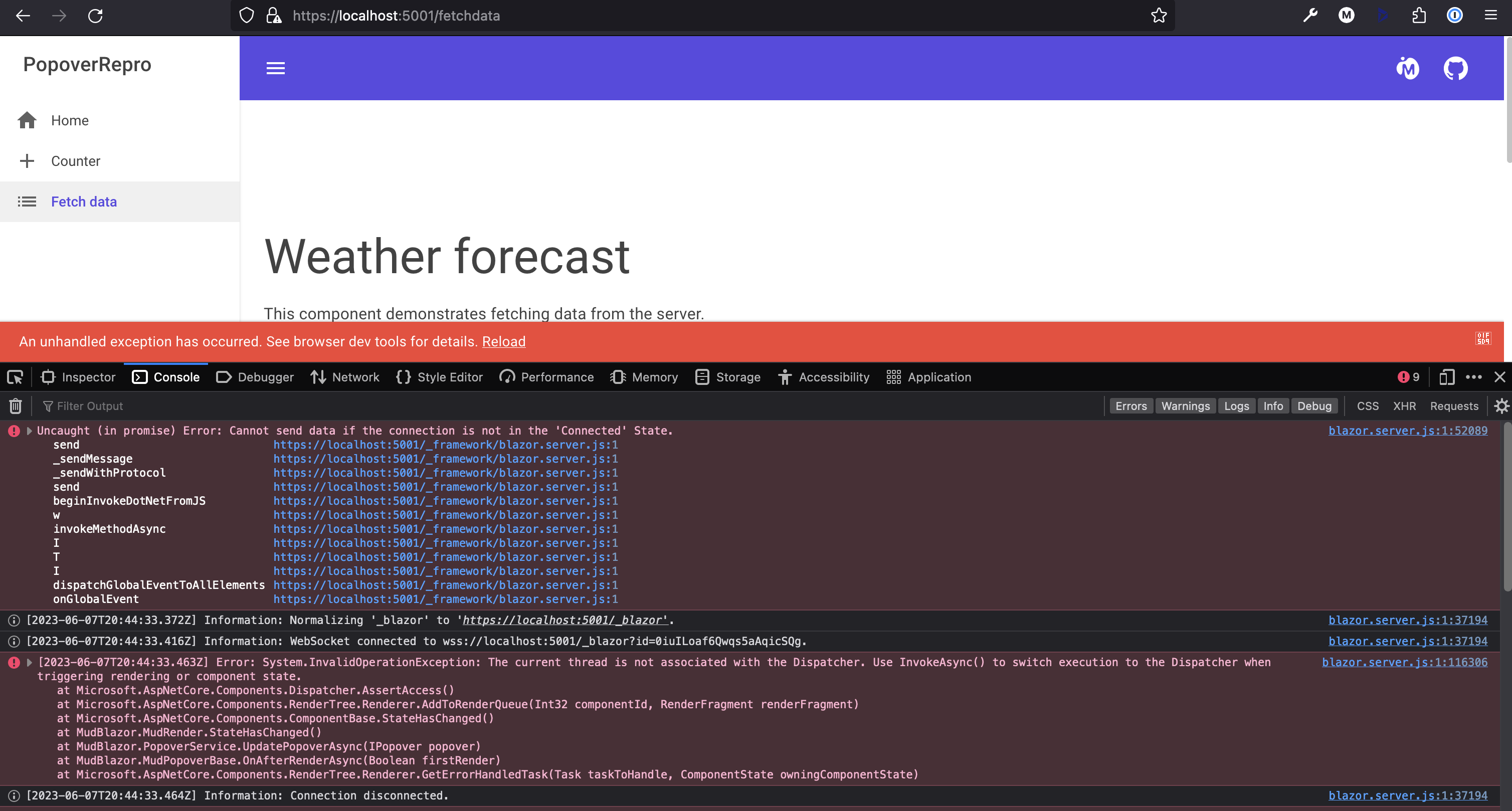 6.4.0 release breaks pages the async update data · Issue #6980 · MudBlazor/MudBlazor · GitHub