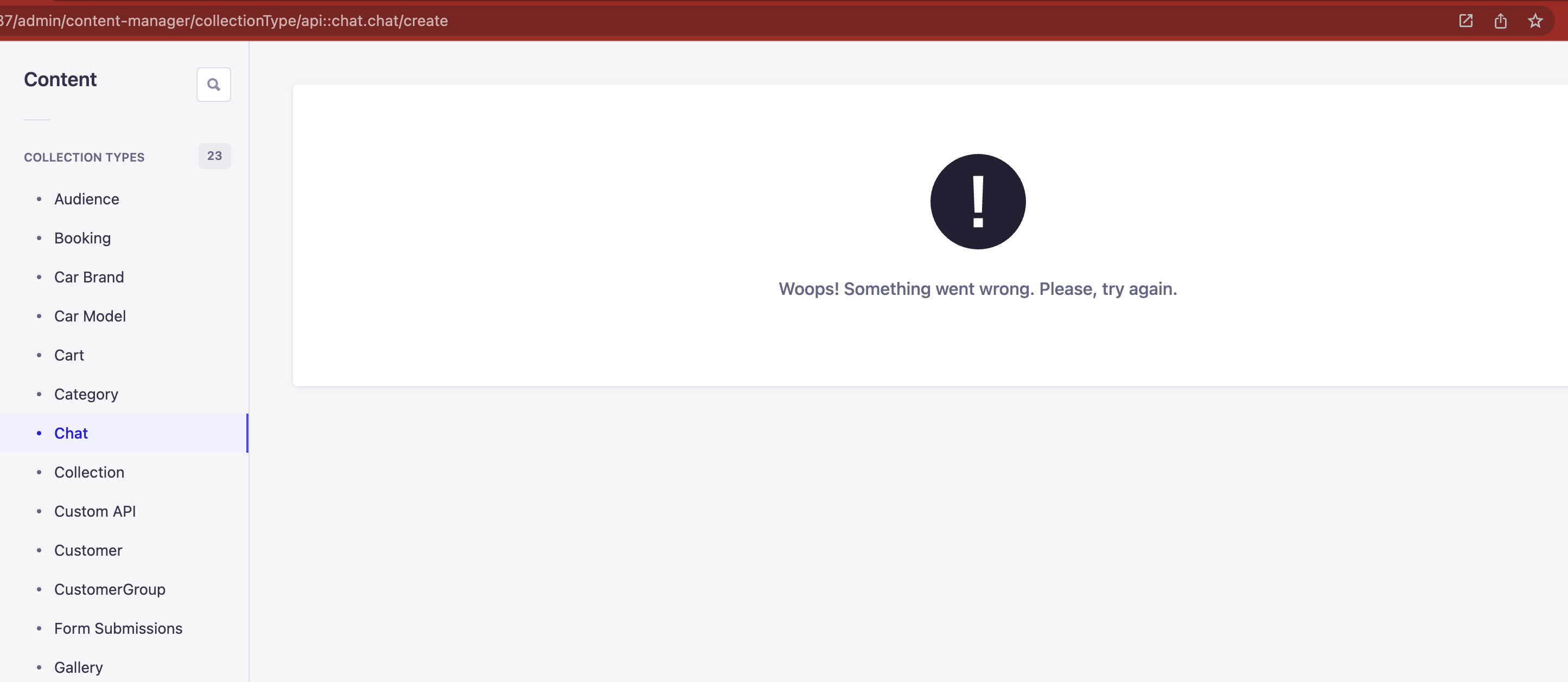 Unable To Use Json Content Type Strapi Admin Breaks With Woops Something Went Wrong Please 