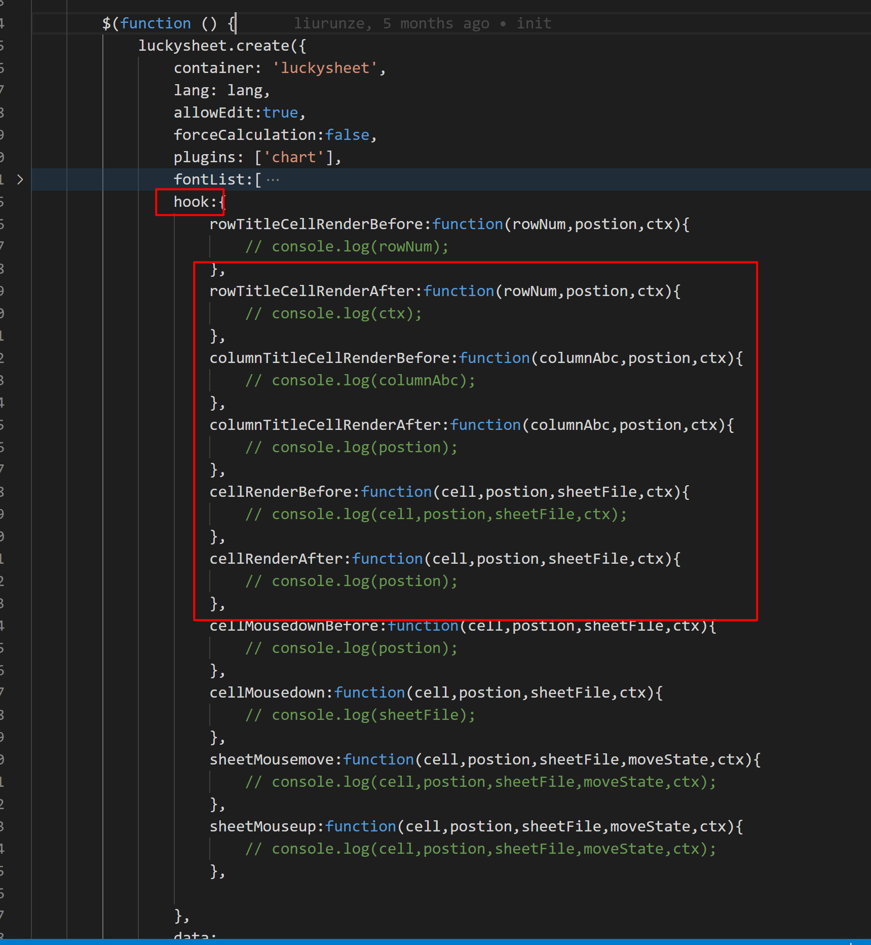 各位大神，钩子函数能不能给点实例 · Issue #150 · dream-num/Luckysheet · GitHub