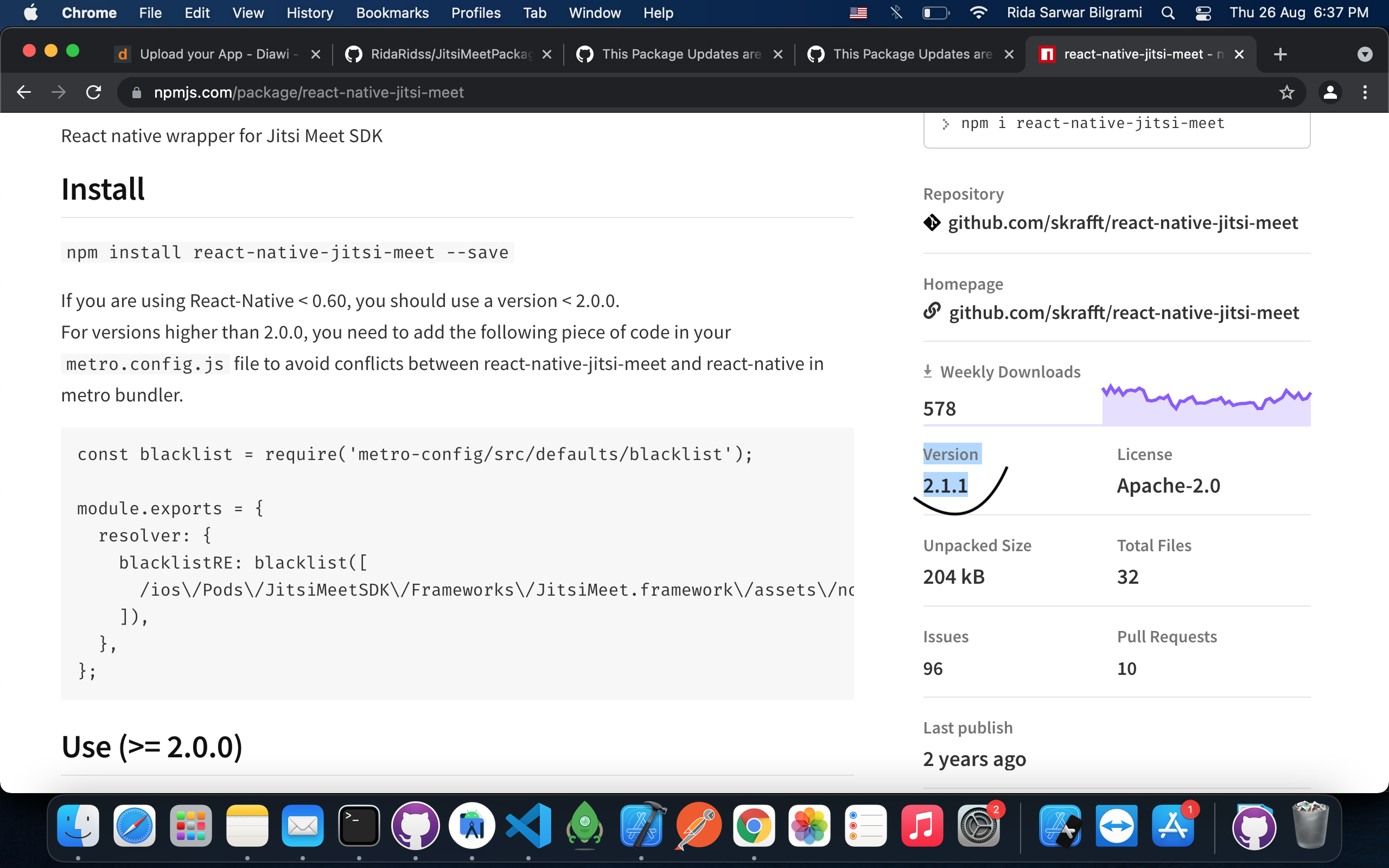 This Package Updates Are Not Available On Npm Version 2 1 2 · Issue 297 · Skrafft React
