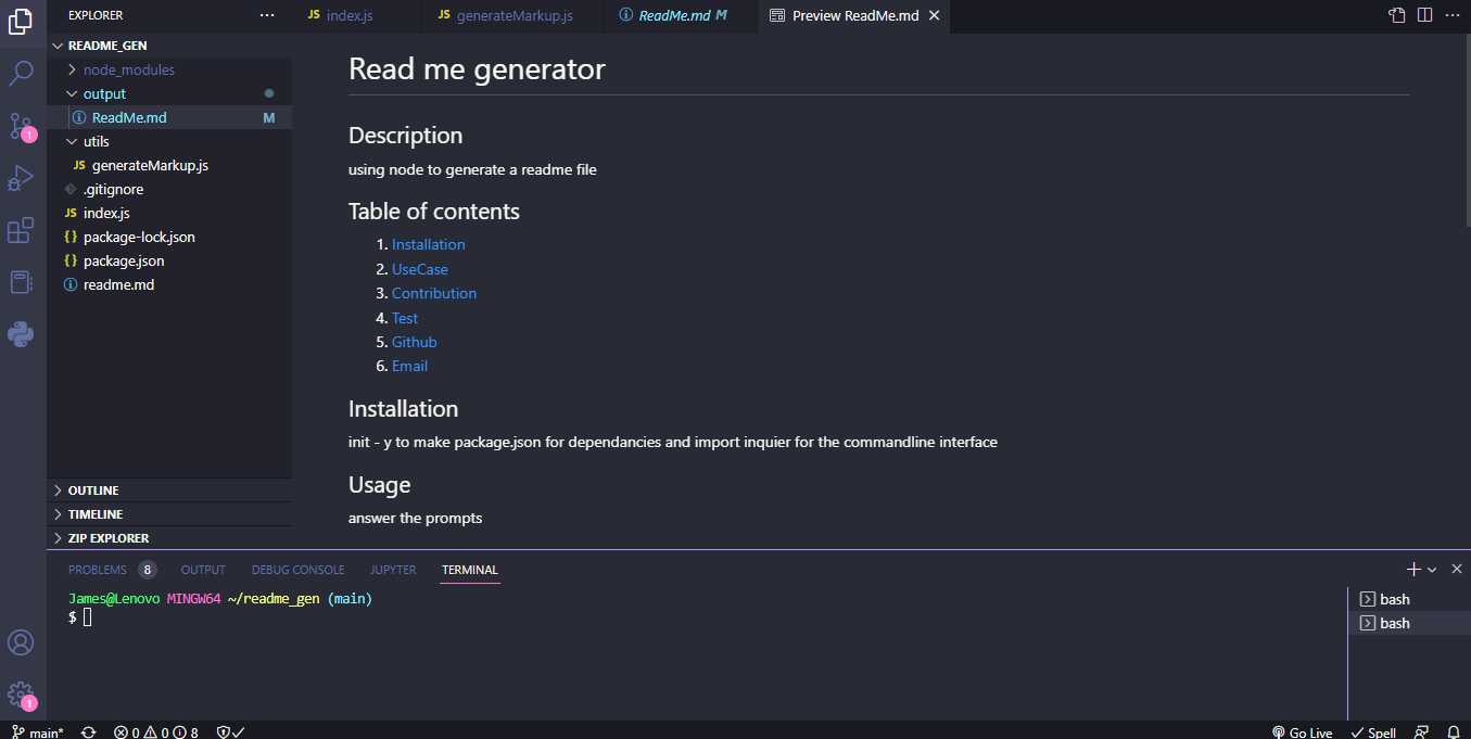 Github Jimmybubblesautoreadme Using Nodejs To Create A Readme