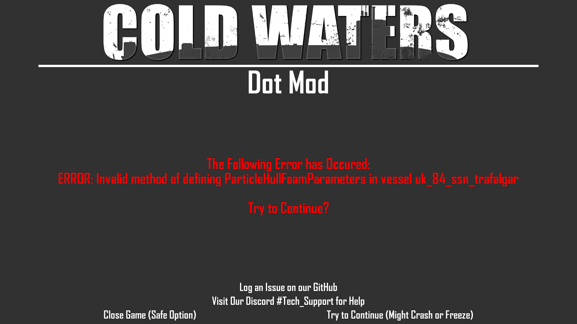 Invalid method with Trafalgar Class in 0.4 · Issue #112 · DotModGroup/ColdWaters-DotMod · GitHub