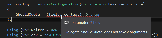 C# CsvHelper - Unable to set configuration ShouldQuote · Issue #1726 · JoshClose/CsvHelper · GitHub