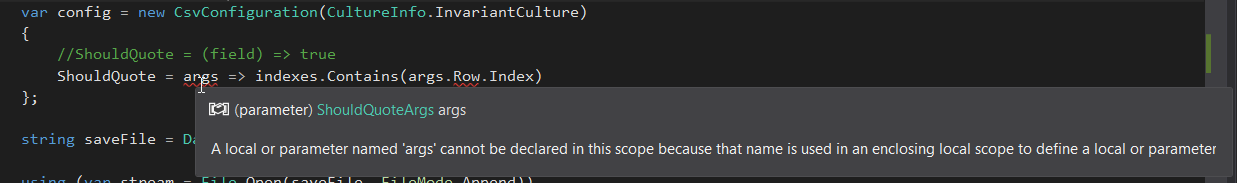 C# CsvHelper - Unable to set configuration ShouldQuote · Issue #1726 · JoshClose/CsvHelper · GitHub