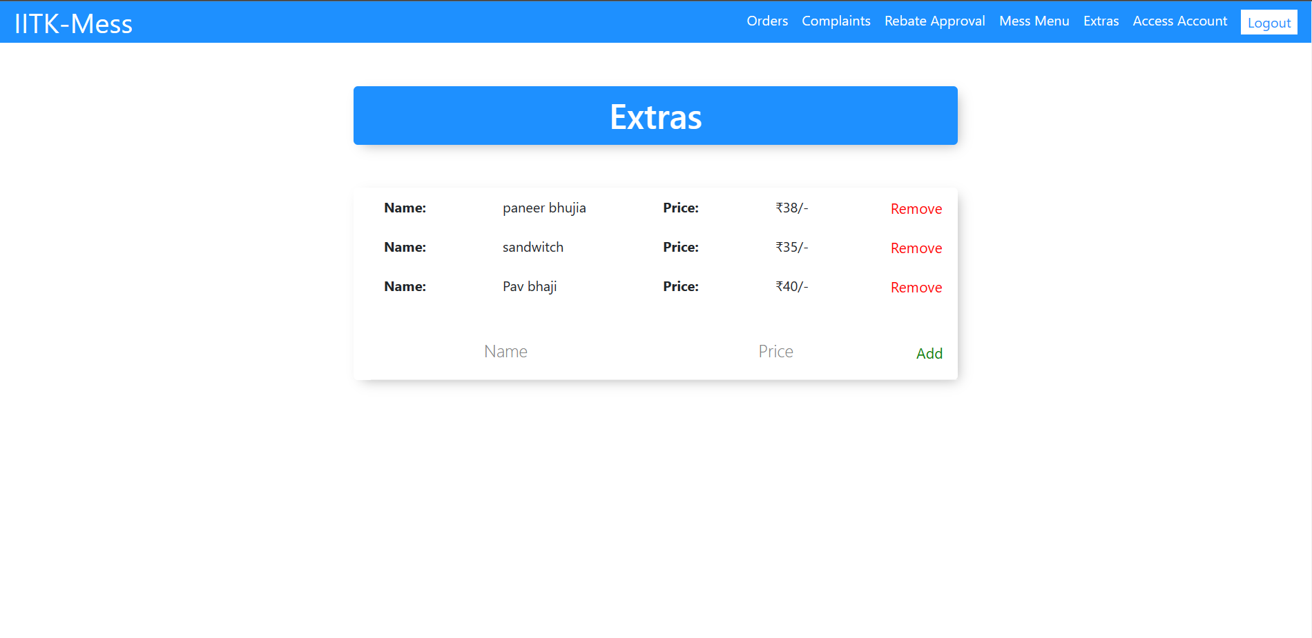 Student cannot book extras that are mention in the mess menu · Issue #20 · Ashu3208 ...