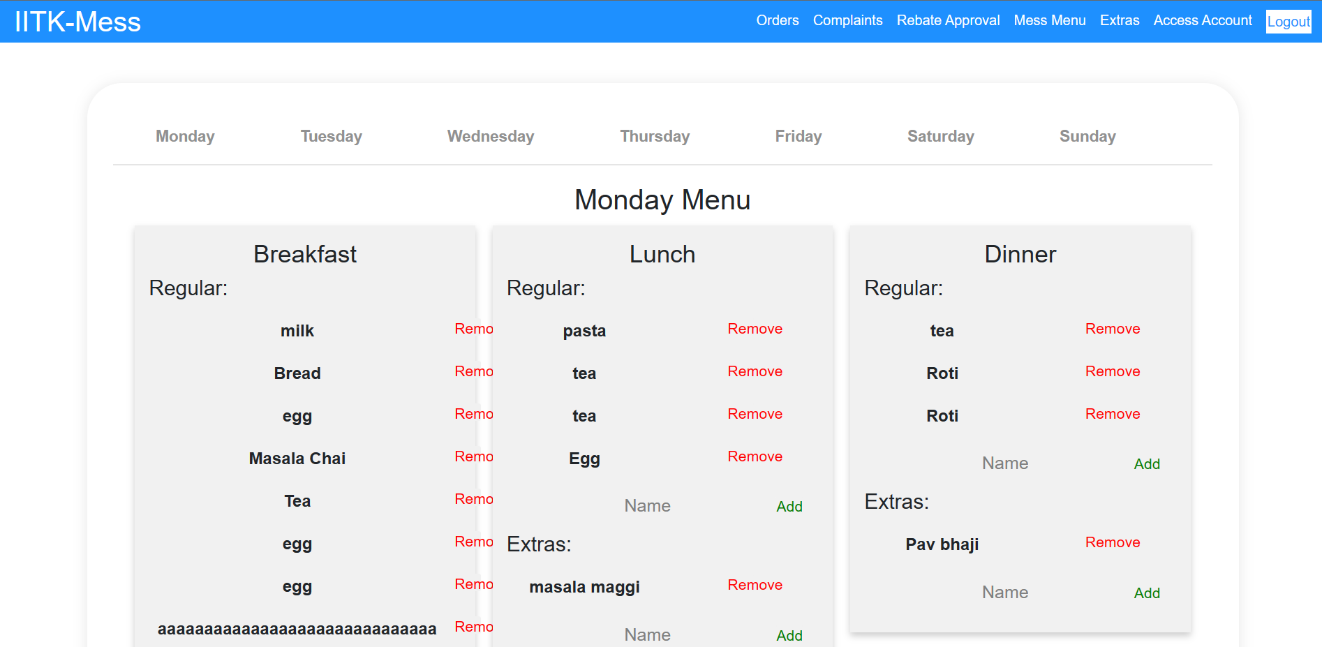 Mess Manager can give infinitely long input in mess menu....Destroys ...