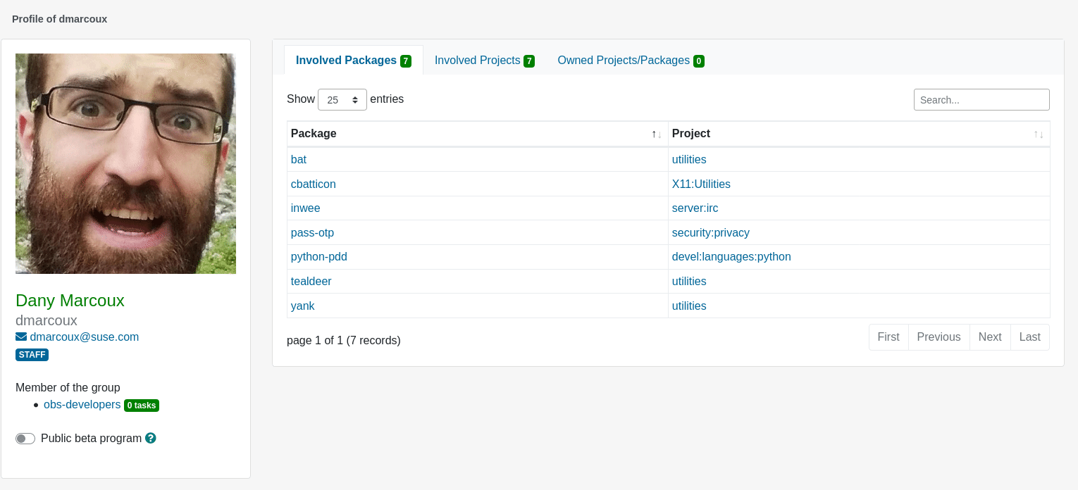 User Profile Redesign - Feedback · Issue #10831 · openSUSE/open-build-service · GitHub