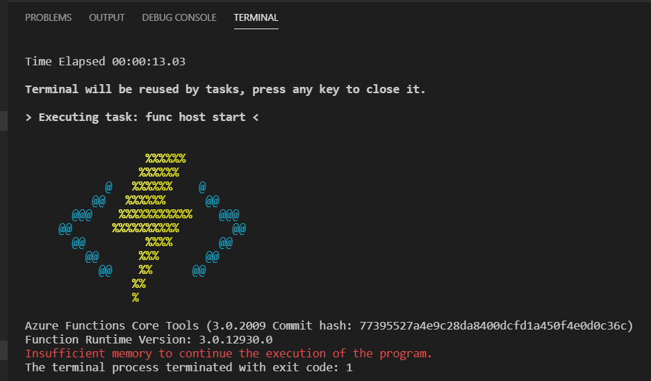 Empty/blank settings value causes func.exe insufficient memory error · Issue #1732 · Azure/azure ...