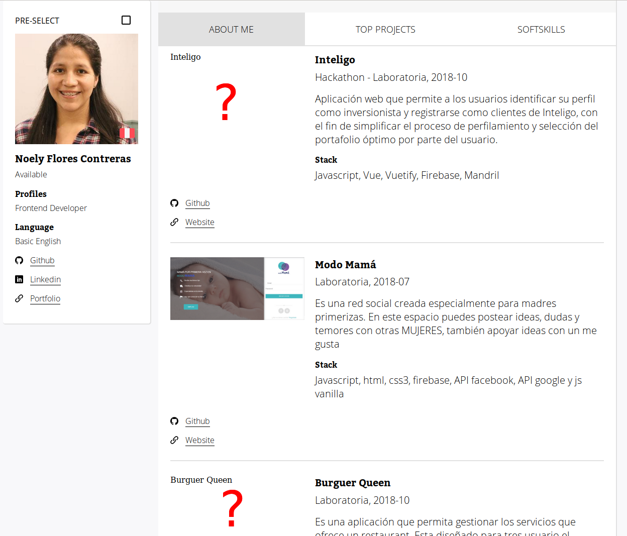 project(data-lovers): Perfil de estudiante "roto" en app de talento · Issue #837 · Laboratoria ...