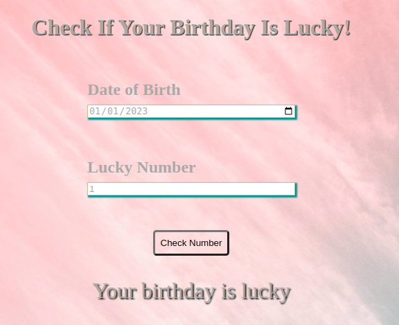 GitHub - sweta4b/Birthday-Checker: Check if your birthday is lucky or not.