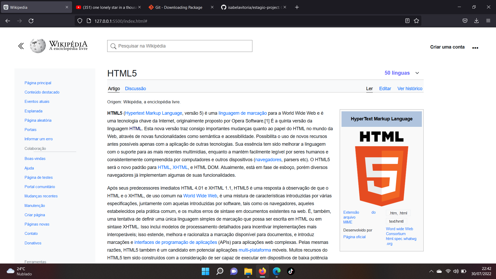 GitHub - isabelavitoria/estagio-project: Clone página da WikipédiA ...