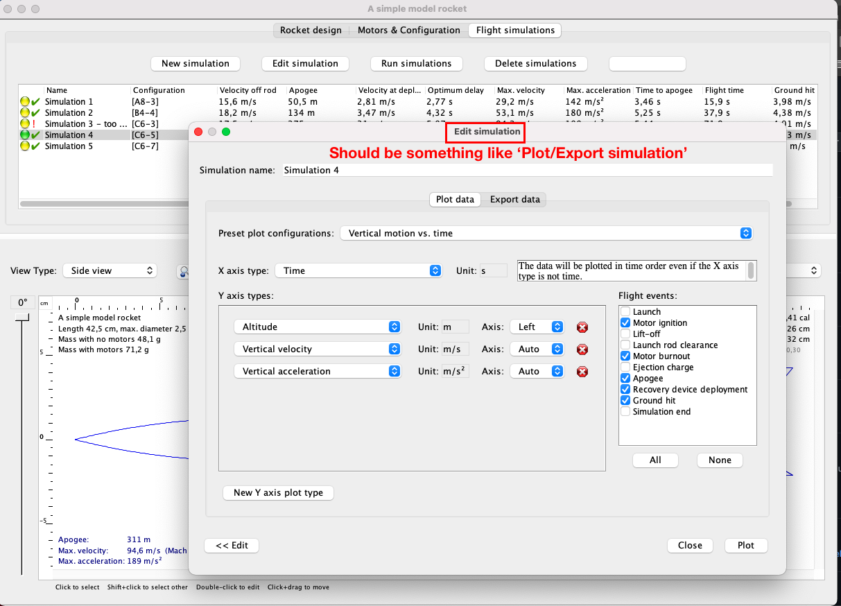 Bug Wrong Window Title For Plot Export Simulation · Issue 1038 · Openrocket Openrocket