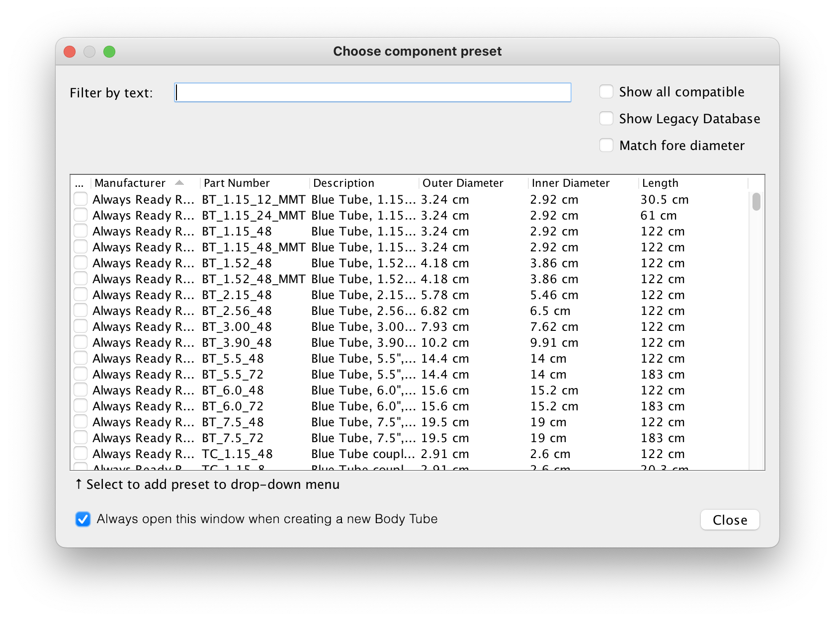 Automatically open Preset selection window when creating a new component (for those types that ...