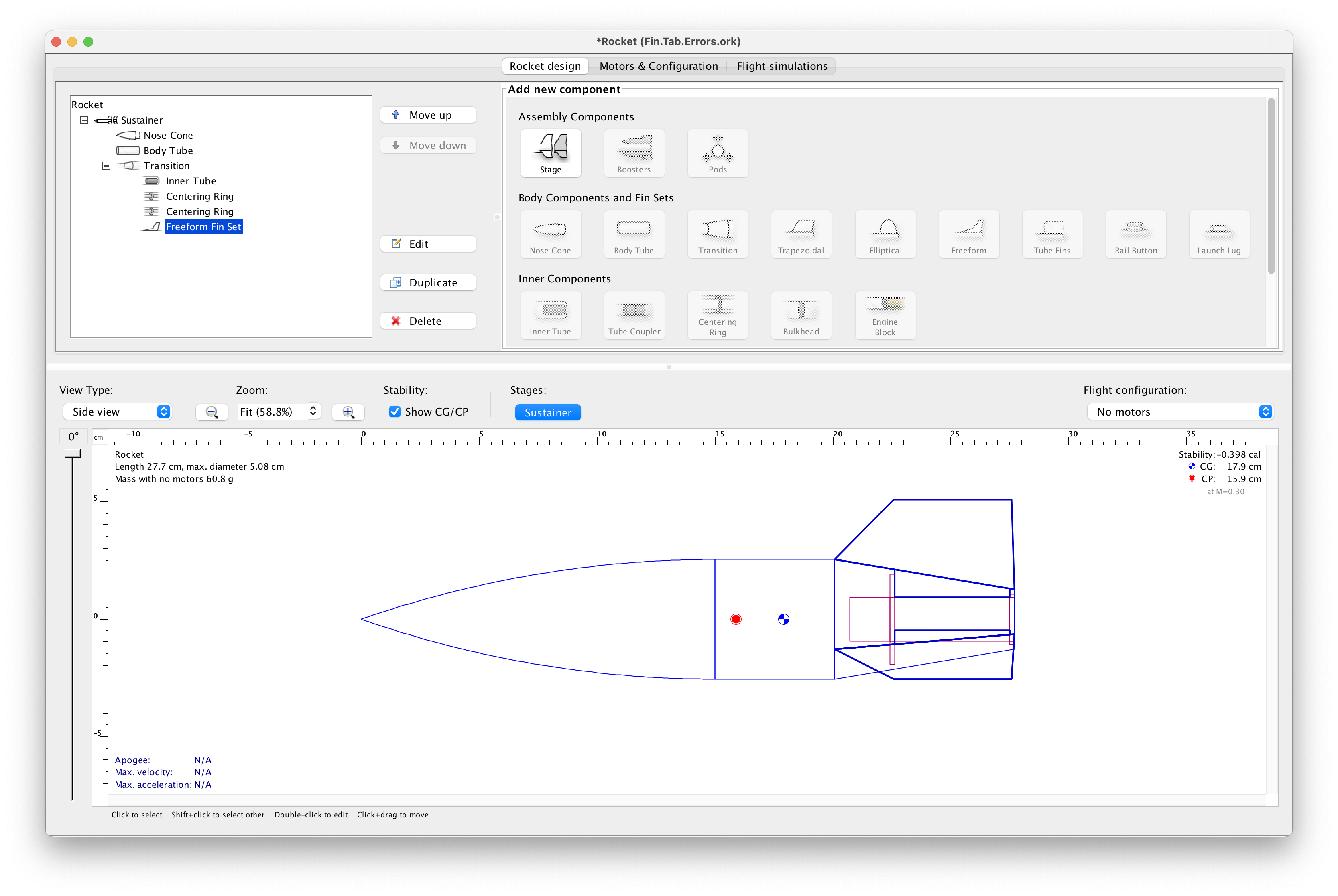 [Bug] When fin tabs are used on curved nose cones and transitions, the fin root edge is not ...