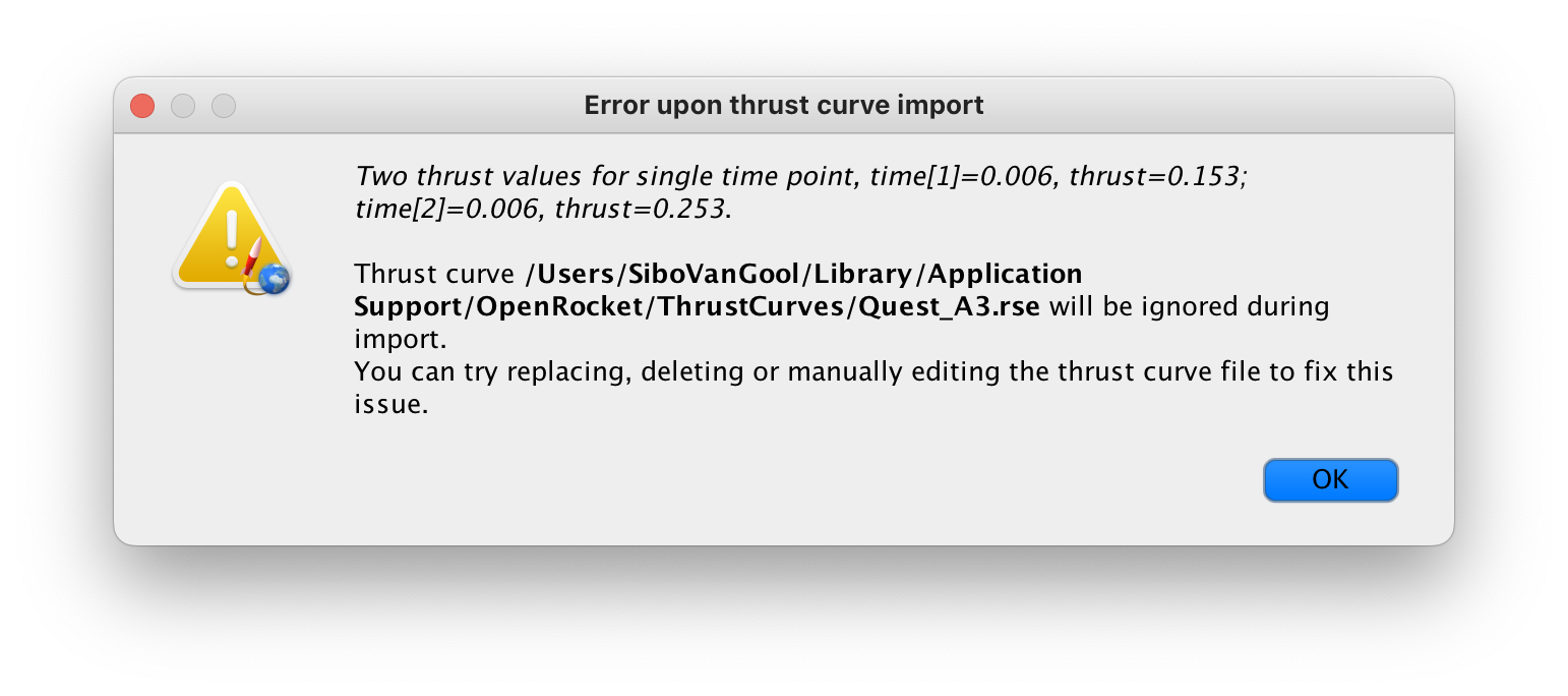 [Bug] Incorrect thrust curve location in error dialog when multiple directories or thrust curve ...