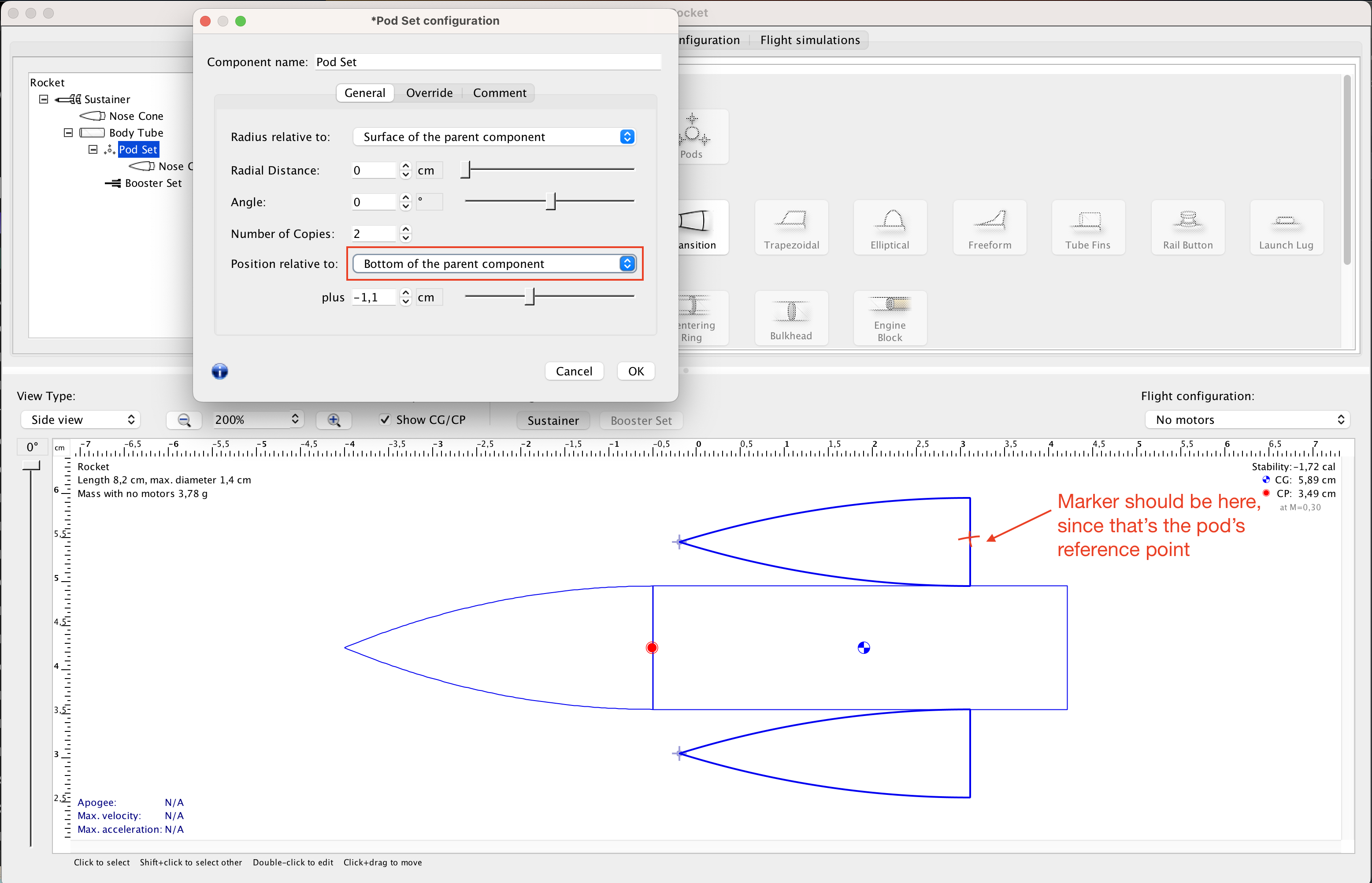 [Bug] Pod/booster markers do not account for position method · Issue #1981 · openrocket ...
