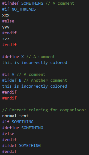 Single-line comments disturb C preprocessing directives highlighting · Issue #179678 · microsoft ...