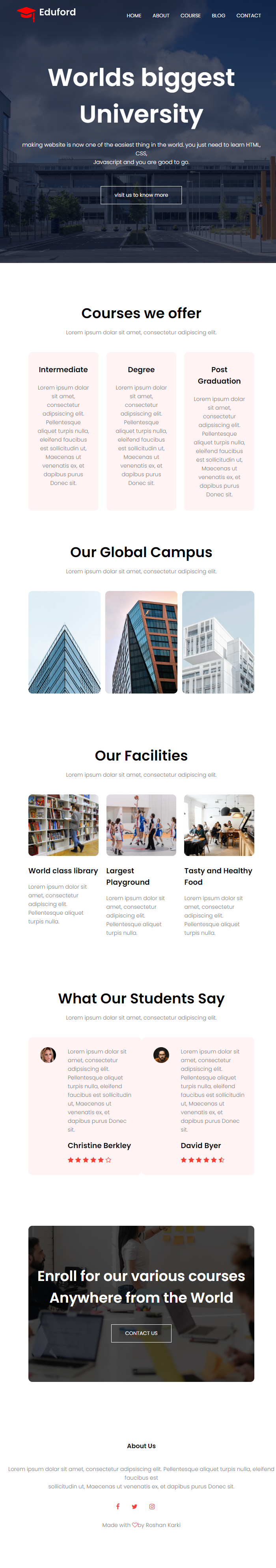 GitHub - RoshanKarki03/html-college_website: College website using ...