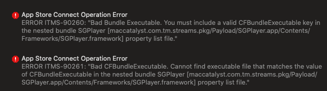 Distribution Errors [Bad CFBundleExecutable] · Issue #117 · libobjc/SGPlayer · GitHub